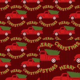 knitted red truck pattern
