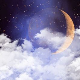 Glitter Moon and Stars Blue Sky Background Pattern