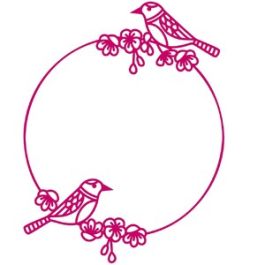 Birds in Blossom Wreath Circle Frame Border