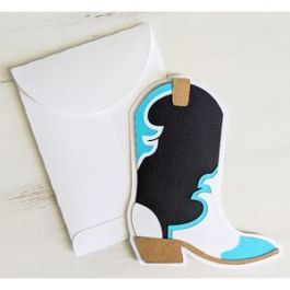 cowgirl cowboy boot card and envelope