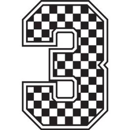 Number 3 Checkered Race Car Pit Crew