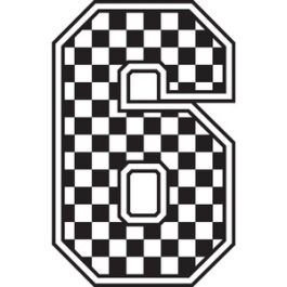 Number 6 Checkered Race Car Pit Crew