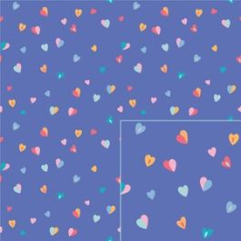 Cute Playful Colorful Hearts Pattern on Blue Periwinkle