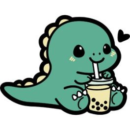 cute dino drinking bubble tea|475229
