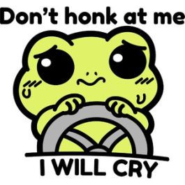 don't honk at me i will cry, anxious frog