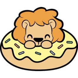 cute lion in a donut|476210