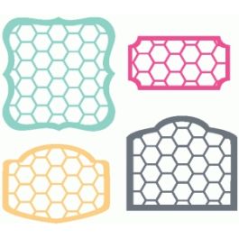 set of 4 hexagon labels