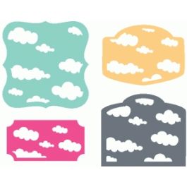 set of 4 cloud labels