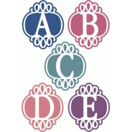 curly monograms a-e