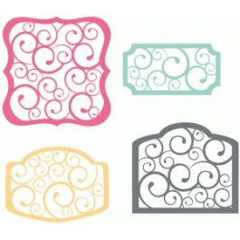 set of 4 swirl labels