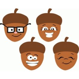 4 acorn faces
