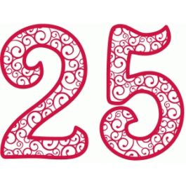 fancy swirl 25 christmas numbers