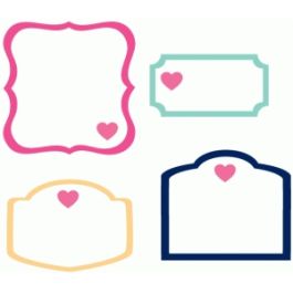 set of 4 heart labels