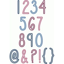 skinny outline alphabet - numbers punctuation