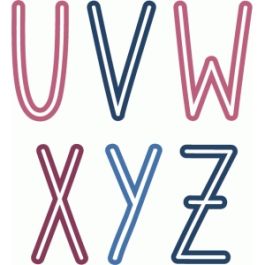 skinny outline alphabet u-z