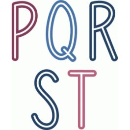 skinny outline alphabet p-t