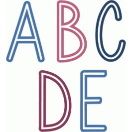 skinny outline alphabet a-e