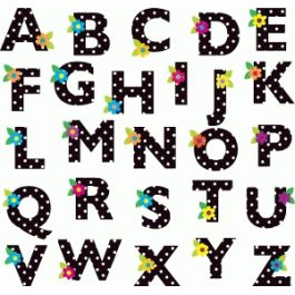 polka dot printable flowered alphabet