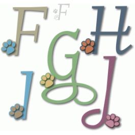 paw print alphabet - f-j