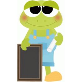 school frog with chalkboard