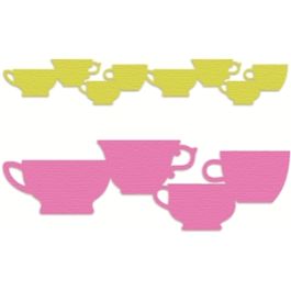 4 different tea cups border