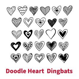 HNC Doodle Heart Dingbat Font|D-1240260