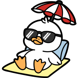 cute duck relaxing at the beach