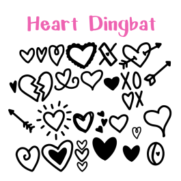Doodle Heart Dingbat Font|D-1242477