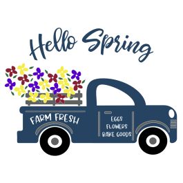 Hello spring flowers vintage truck|D-1258868