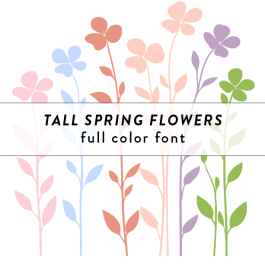 Tall Spring Flowers Full Color Font|D-1257608
