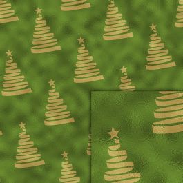 christmas tree foil style green gold pattern|D-1226814