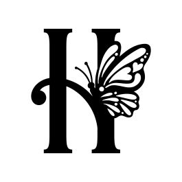 Monogram Letter H with Monarch Butterfly for Personalization|D-1238981