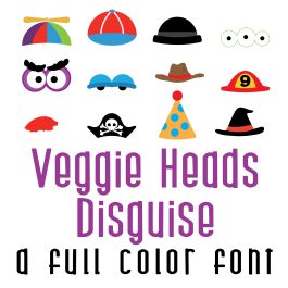 Veggie Heads Disguise Full Color Font|D-1233570