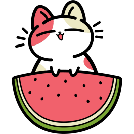 cute cat on a watermelon slice