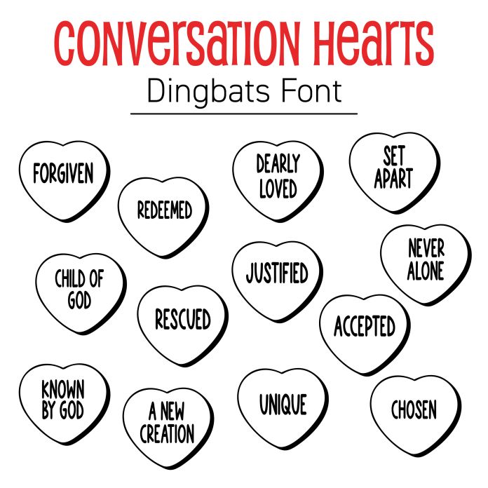 Christian Conversation Hearts Dingbats Font |D-1244909