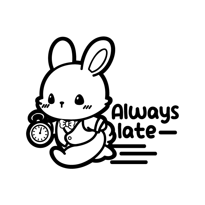 always late bunny outline