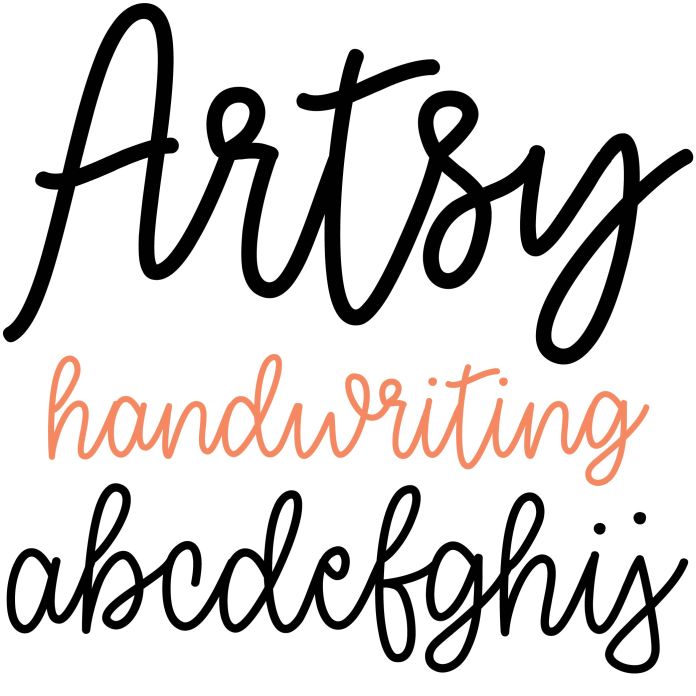 Artsy handwriting cursive font|D-373966
