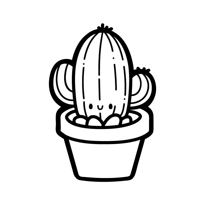cute chibi cactus outline