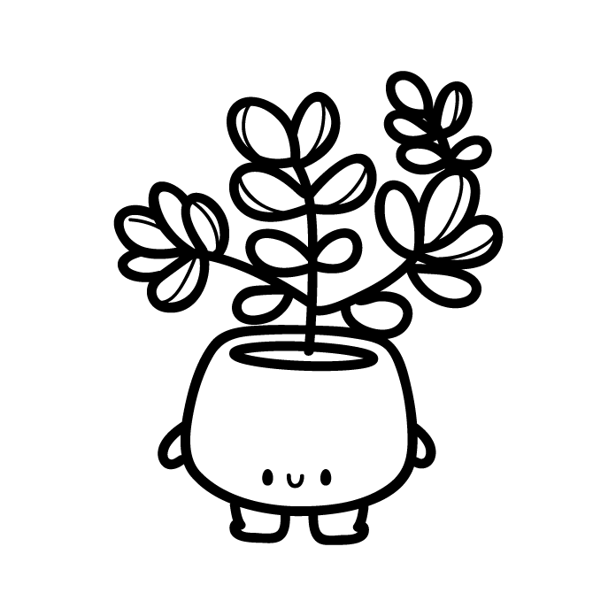chibi baby succulent in a pot outline