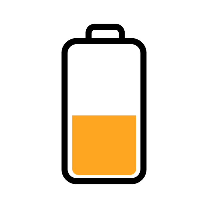 half charged battery orange