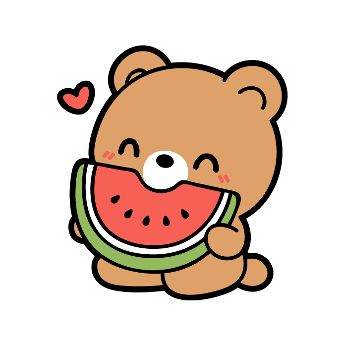 cute bear eating watermelon