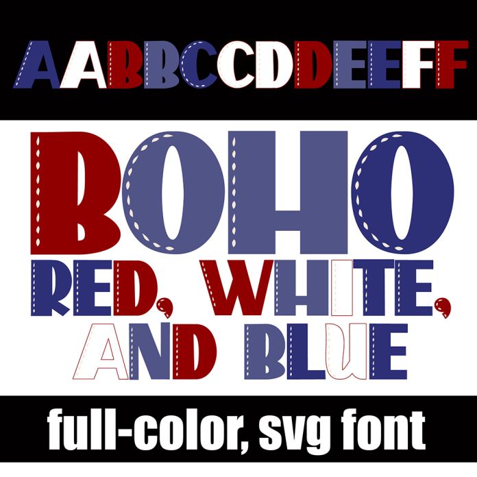 Boho Red, White, and Blue Color Font