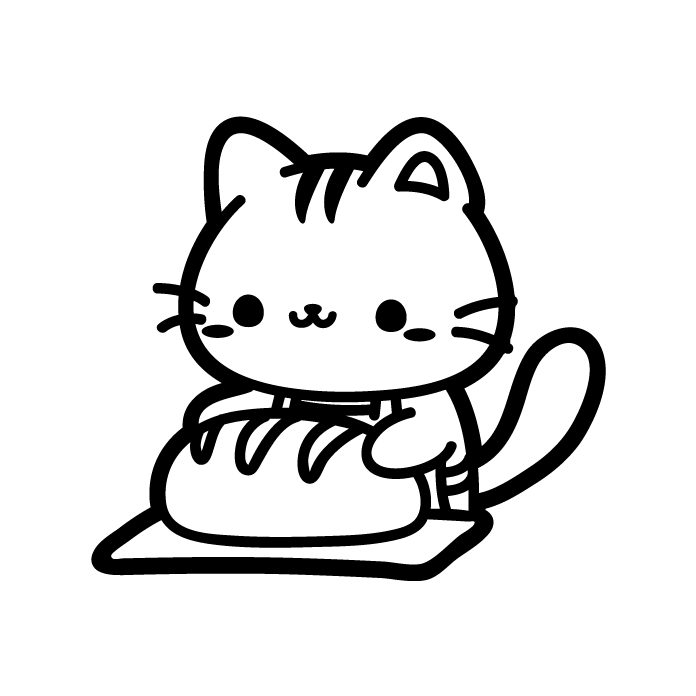 cute cat making bread lineart