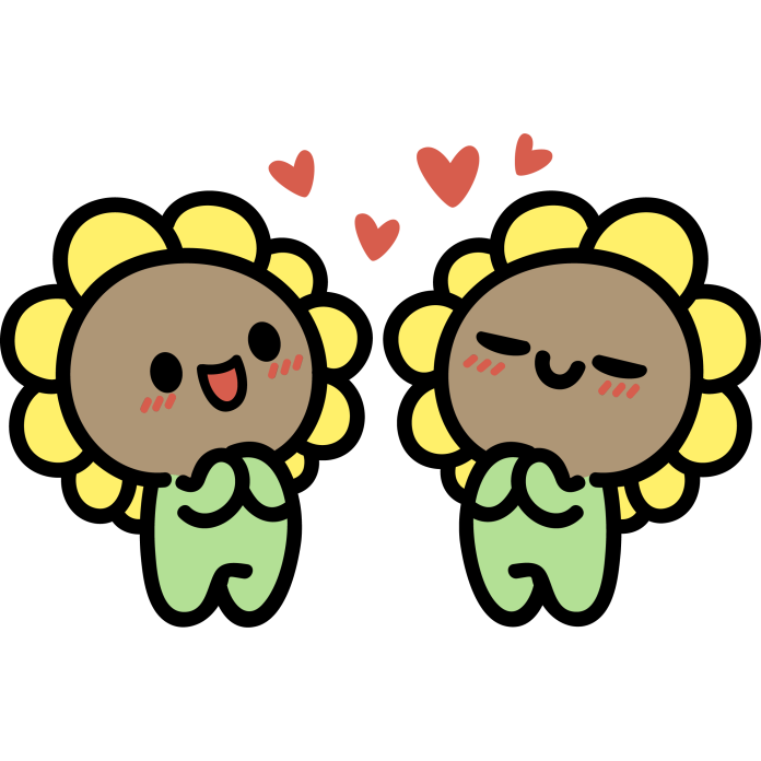 kawaii sunflowers in love