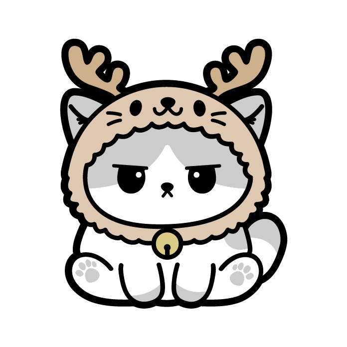 chubby grumpy cat with reindeer hat|D-1235125