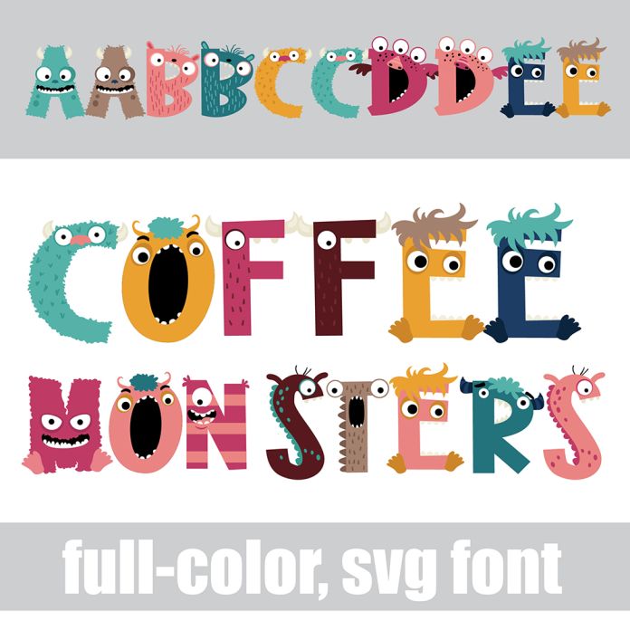 Coffee Monsters Color Font|D-1225340