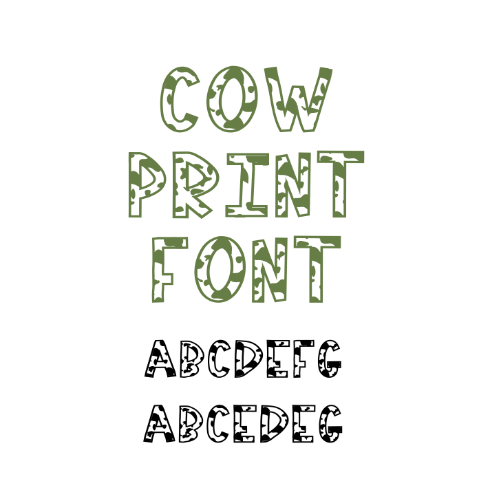 Cow Print Font, Font with Cow Print letters|D-1230774