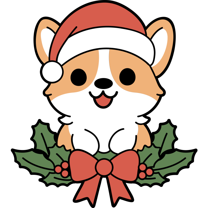 cute corgi on a christmas wreath|D-1227379