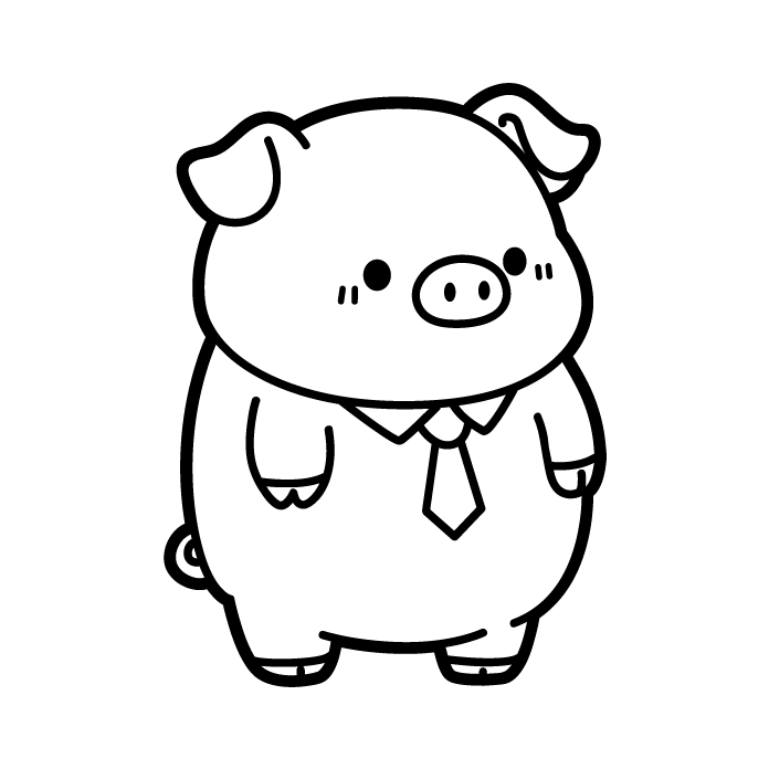 cute dad pig with tie lineart|D-1259445