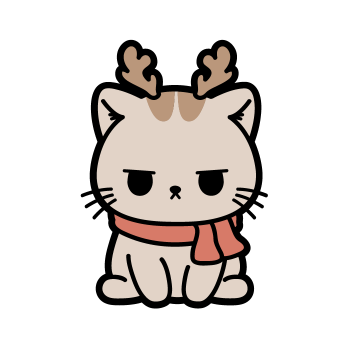 grumpy cat with reindeer horns|D-1235136